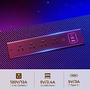 SEVEN WARRIOR L Shaped Gaming Desk with LED Lights & Power Outlets, 63” Reversible Corner Desk with Storage Shelf, Computer Desk with Monitor Stand, Gaming Table with Cup Holder, with Hooks, Black