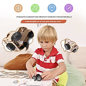 MONT PLEASANT 5 Set STEM Kit 3D Wooden Puzzles Building Assembly Kits Model Cars Science Experiment Projects for Kids DIY STEM Toys Educational Mechanical Construction Engineering Set for Boys Girls