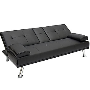 BUY JOY Entertainment Furniture Futon Sofa Bed Fold Up Down Recliner Couch Cup Holders