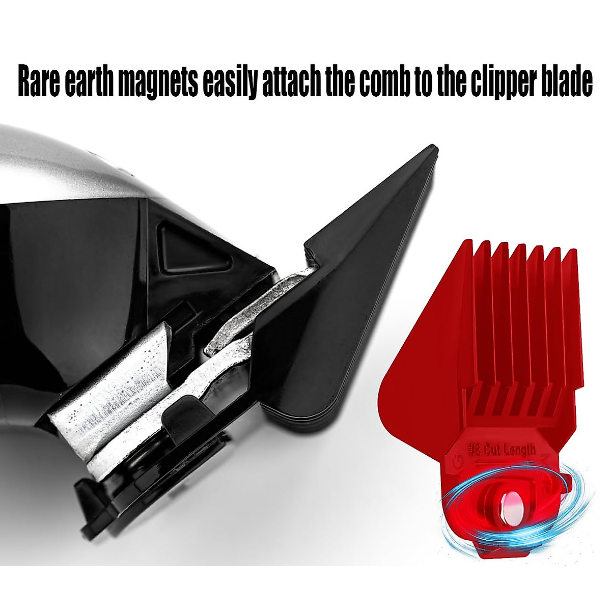 Kaynway for Andis Magnetic Clipper Guards 10PCS, Upgrade Professional Clipper Guard Comb Guides for Andis Master Hair Clippers - 1/16" to 1"(Red)