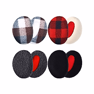 Geyoga 4 Pairs Bandless Ear Muffs Fleece Ear Muffs Thick Winter Ear Covers Cold Weather Ear Warmer for Women