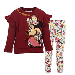 Disney Minnie Mouse Infant Baby Girls Pullover Fleece Sweatshirt and Leggings Outfit Set Multicolor 18 Months