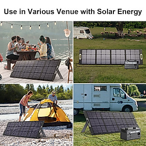 JustNow 200W Portable Solar Panel High Efficiency Foldable Kickstand Waterproof IP67 for Portable Power Station Camping Trip Outdoor