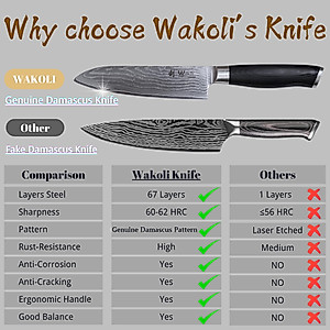 Wakoli 4 Piece Professional Damascus Kitchen Knife Set, Made of 67 Layers of Genuine Damascus Steel with VG10 Core, Chef's Knives Set with Ergonomic Micarta Handles for Precision and Comfort (MIK)