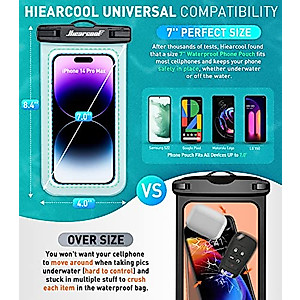 Hiearcool Universal Waterproof Phone Pouch, Waterproof Phone Case Compatible for iPhone 14 13 12 11 Pro Max XS Plus Samsung Galaxy S22 Cellphone Up to 7.2", IPX8 Cellphone Dry Bag for Vacation-4 Pack