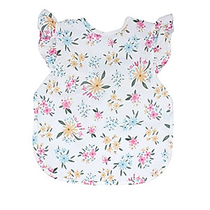 BapronBaby Flutter Pastel Floral Bapron - No Neck Tie Safer Bib for Baby & Toddler - Soft Waterproof Stain Resistant - Machine Washable - Sz Baby/Toddler 6m-3T