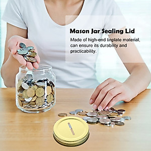 FOMIYES 25Pcs 6 Colored Piggy Bank Lids Jar Coin Bank Lid Metal Coin Slot Piggy Bank Lid Insert for Mason, Ball, Canning Jars (Gold, Silver, Black, Rose Gold, Blue)