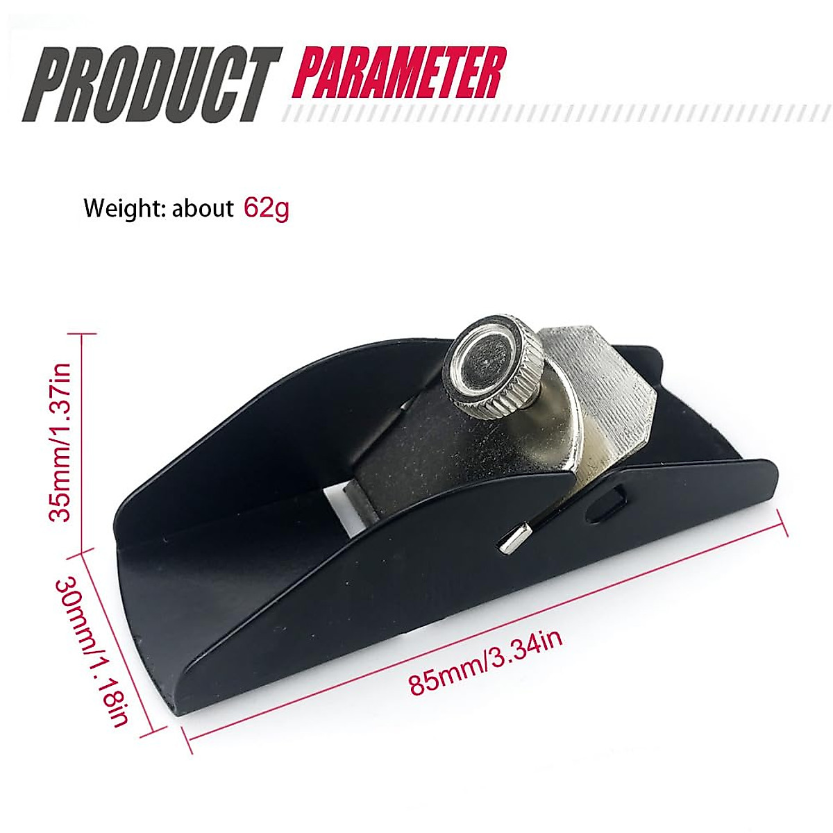 Walfront Mini Wood Adjustable Block Planer Aluminum Alloy Lightweight Carpenter Woodworking Trimming Chamfering Tools, Hand Tools & Accessories