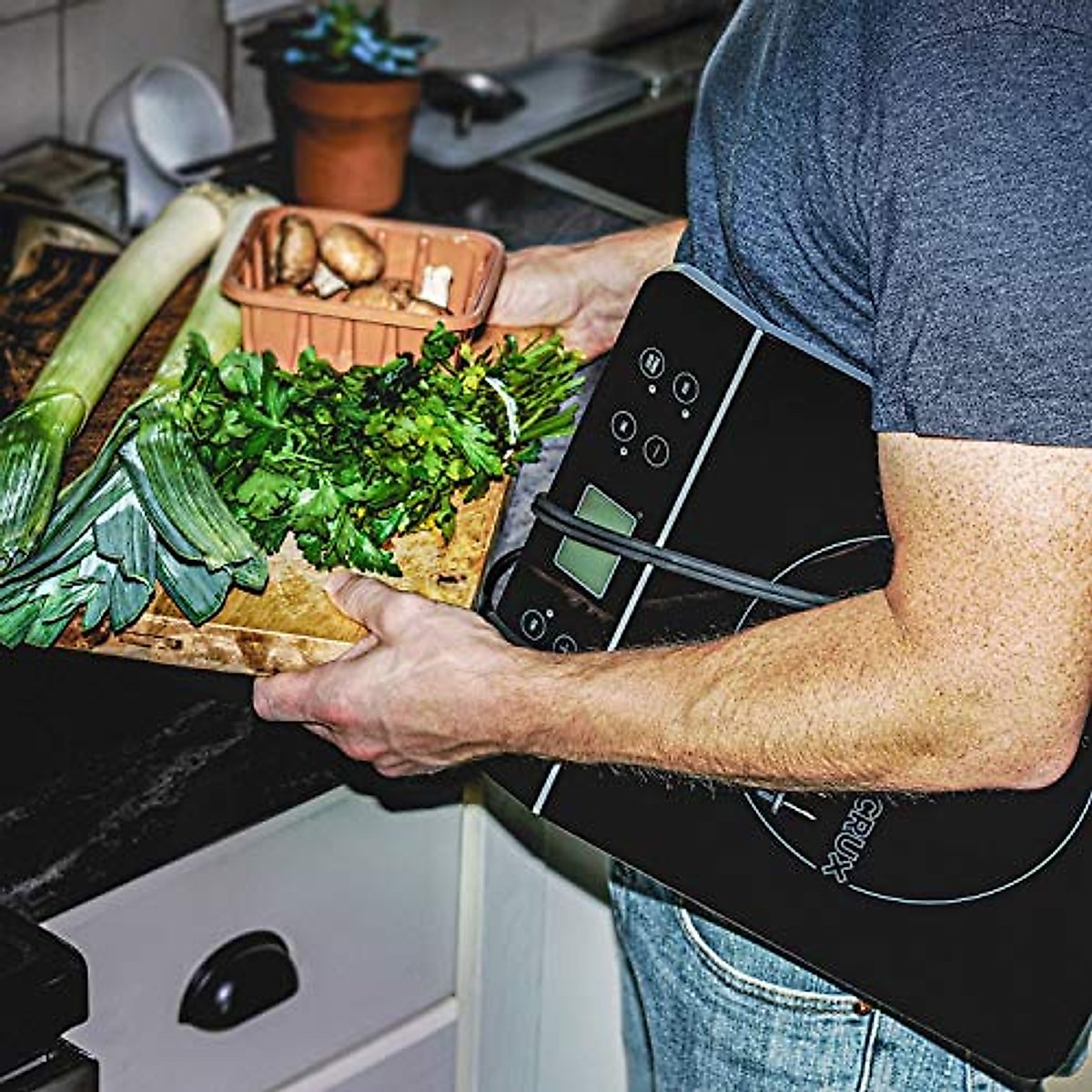 Crux Countertop Induction Burner, Portable Electric Hot Plate, Smart Touch LCD Display, Hassle-Free Temperature Control and Adjustable Timer with Auto Shut Off, Black, one size