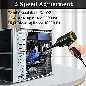 ATEngeus Compressed Air Duster, Multi-Use Electric Air Duster for Computer Keyboard Cleaning, Dust, Hairs, 2 Speed, 40000RPM Air Blower & Air Pump, Reusable Duster Replaces Compressed Air Cans…