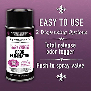 E.J. Wheaton Co. Odor Eliminator, Total Release Odor Fogger, 3 Pack, Effectively Deodorizes and Neutralizes Foul Odors on Contact, Fresh Linen (5 OZ)