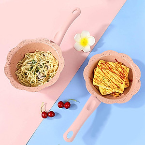 Alvinlite 2PCS Non-Stick Sauce Pan Set with Lid, Mini Fry Pan & Mini Sauce Pan Easy to Clean, Small Kitchen Pots Induction Pot for most Stoves for Home Kitchen Restaurant Baby Milk