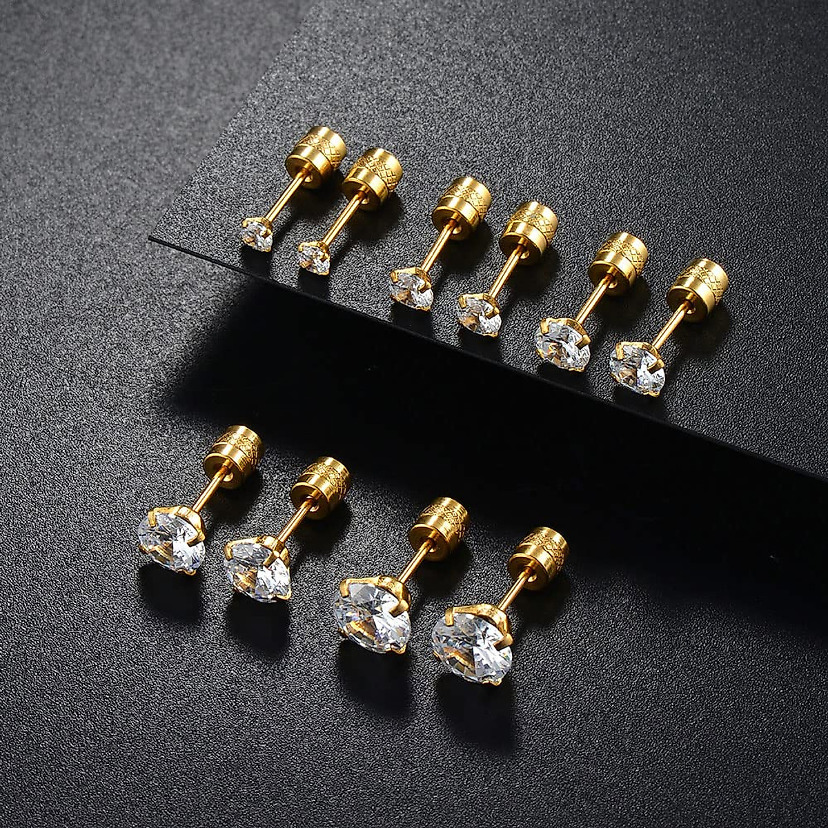 Dainty 8 Pairs Surgical Stainless Steel Earrings 14K Gold Plated Hoop Earrings,Stainless Steel,14K Gold Plated