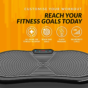 Bluefin Fitness Ultra Slim Power Vibration Plate | Innovational Vibro Shaper | 5 Programs + 180 Levels | Noiseless Home Fitness | Bluetooth Speakers| Easy Storage | Sleek & Compact Design