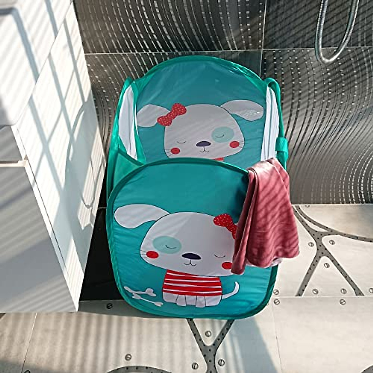 2PC Mesh Pop-up Laundry Hamper - Portable, Durable Handles, Collapsible for Storage and Easy to Open