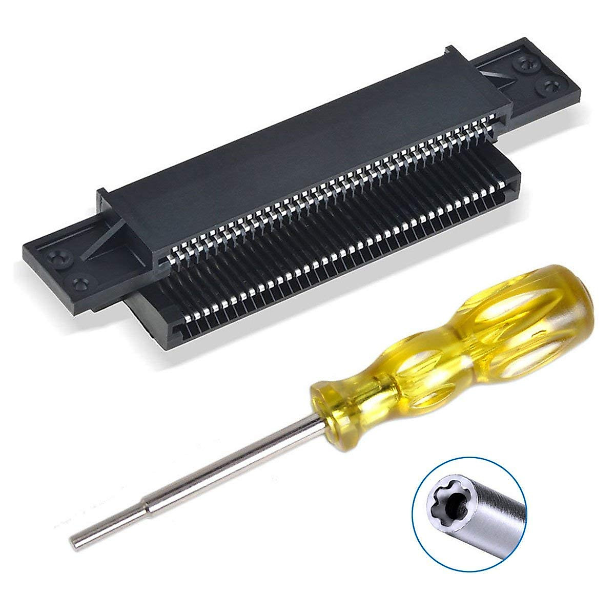 EEEKit 72 Pin NES Connector Replacement, NES Cartridge Slot with 3.8mm Screwdriver Bit Open Tool for NES 8 Bit System