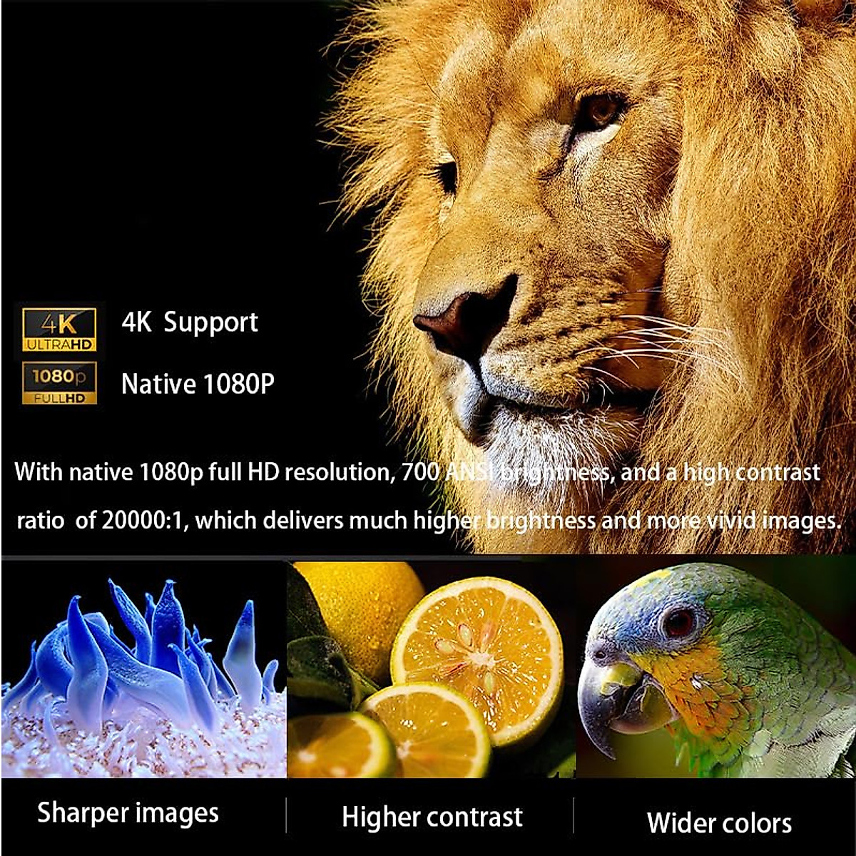 Tkisko Projector with Wifi and Bluetooth, 700 ANSI Full HD 1080P Projector 4K Supported, Portable Outdoor Movie Projector, 4D/4P Keystone & 50%-100% Zoom, Smart Projector for Phone/PC/TV Stick