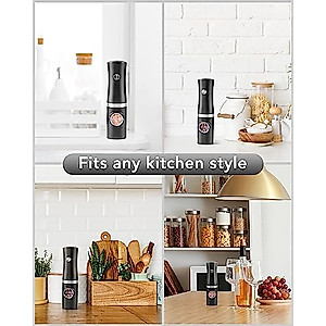 FORLIM Rechargeable Salt and Pepper Grinder Set with USB Base, Automatic Electric Pepper Mill, Adjustable Coarseness, with White LED Light, High Speed Grinding, One Hand Operation, 2 Mills
