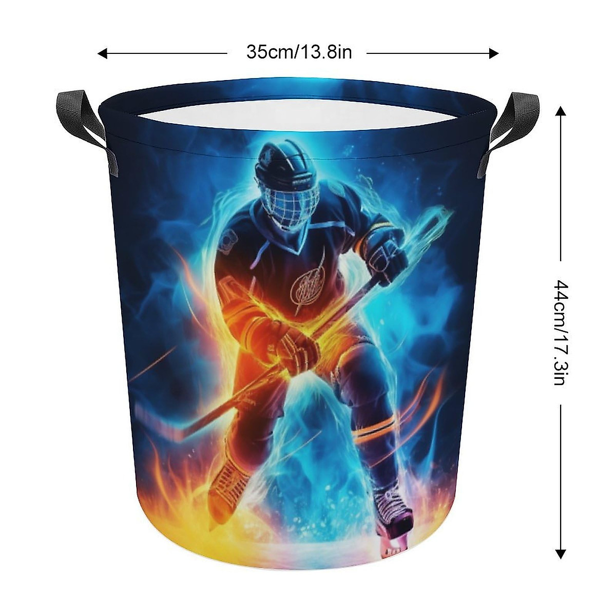 Hockey Player Playing Laundry Basket Hamper Bag Dirty Clothes Storage Bin Waterproof Foldable Toy Organizer for Bedroom Clothes Toys Basket