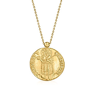 Ross-Simons Italian 14kt Yellow Gold St. John and Fleur-De-Lis Reversible Pendant Necklace