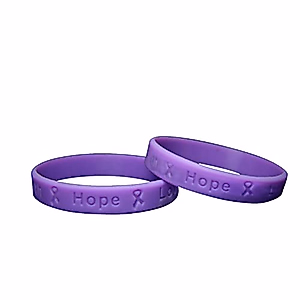 Purple Ribbon Wholesale Pack Silicone Bracelets/Wristbands for Alzheimer’s, Domestic Violence, Epilepsy, Pancreatic Cancer, Lupus, Crohn’s Disease Awareness – Perfect for Support Groups and Fundraisers - 1 Bracelet
