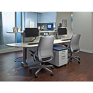 Steelcase Amia Ergonomic Office Chair with Adjustable Back Tension and Arms | Flexible Lumbar with Sliding Seat | Black Frame and Buzz2 Blue Fabric