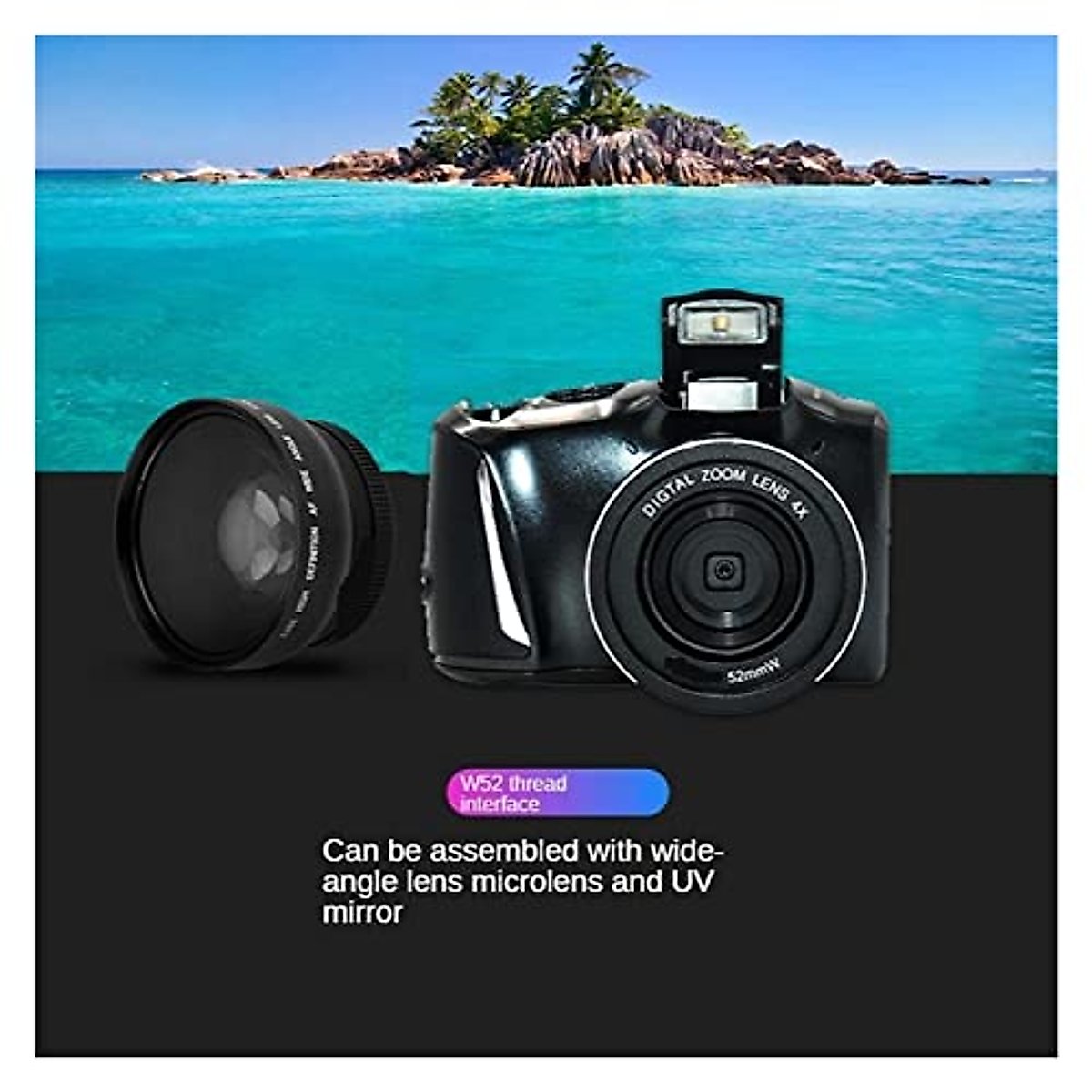 Camera 2.7K 48MP Micro Single Digital Camera 3.0 Inch High Definition Screen with Flash Camera and Video Recorder Camera Digital Camera (Size : with 16G)