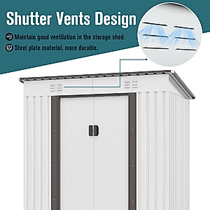 JAXPETY 4' x 6' Ft Outdoor Storage Shed, Metal Tool Shed with Vents, Lockable Door, Organizer House for Garden Backyard Patio Lawn, Weatherproof, White