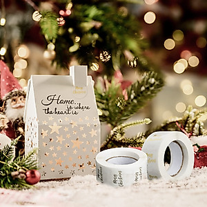 NUOMI 1000 PCS Merry Christmas Stickers Round Adhesive Seal Labels Gold Foil Stamping on Clear for Xmas Decor Envelope Cards Gift Packaging, 1 Inch