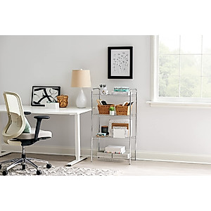 Rubbermaid 4-Tier Heavy Duty Wire Shelf, Satin Nickel, Easy Assemble with Hardware Included, for Food/Laundry/Closet Home Storage Use