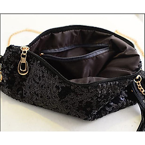 VINMEN Sparkling Glitter Sequins Evening Crossbody Clutch Bride Purse for Party Bling Handbag for Wedding (Silver)