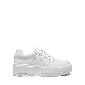 DREAM PAIRS Women Fashion Sneakers Platform Chunky Tennis Walking Lace-Up Comfortable Walking Shoes,SDFN2375W White Size 7