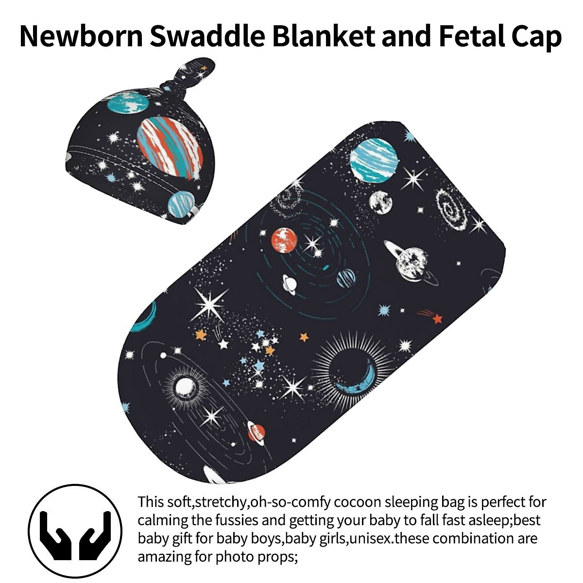 Space Baby Stuff Galaxy Swaddle with Beanie Set, Soft and Stretchy Baby Constellation Baby Swaddles Warp Blanket Swaddle Sack for Boy and Girl Gift