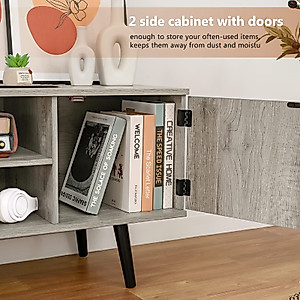 Iwell TV Stand for 55 inch TV, Entertainment Center with Storage and Open Shelf, TV Console, TV Stands for Living Room, Bedroom, Grey