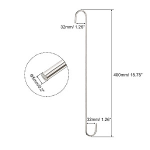 uxcell S Hanging Hooks, 16inch(400mm) Extra Long Steel Hanger, Indoor Outdoor Uses for Garden, Bathroom, Closet, Workshop, Kitchen, Matt Silver, 2Pcs