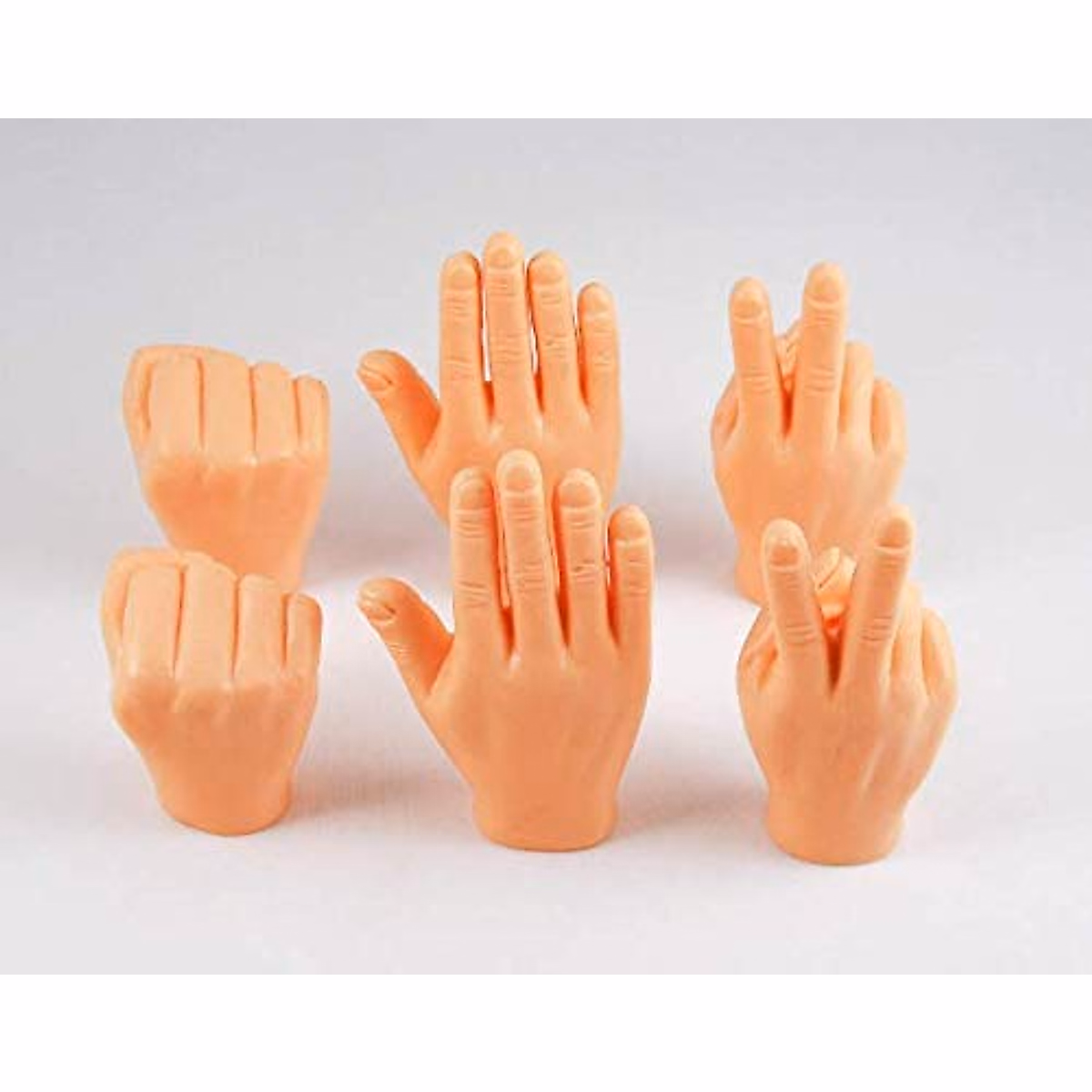 Daily Portable Tiny Finger Hands- Rock Paper Scissors 6 Pack - Little Finger Puppets, Mini Rubber Rock, Paper Scissors, Miniature Small Hand Puppet Prank from Tiktok - 2 of Each Finger Hands