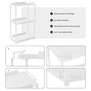 FLE Bathroom Organizer Countertop,3 Tier Bathroom Counter Organizer Kitchen Spice Rack Cosmetic Organizer,Countertop Storage Shelf for Bathroom, Kitchen, Living Room, Bedroom, Dressing Table,White
