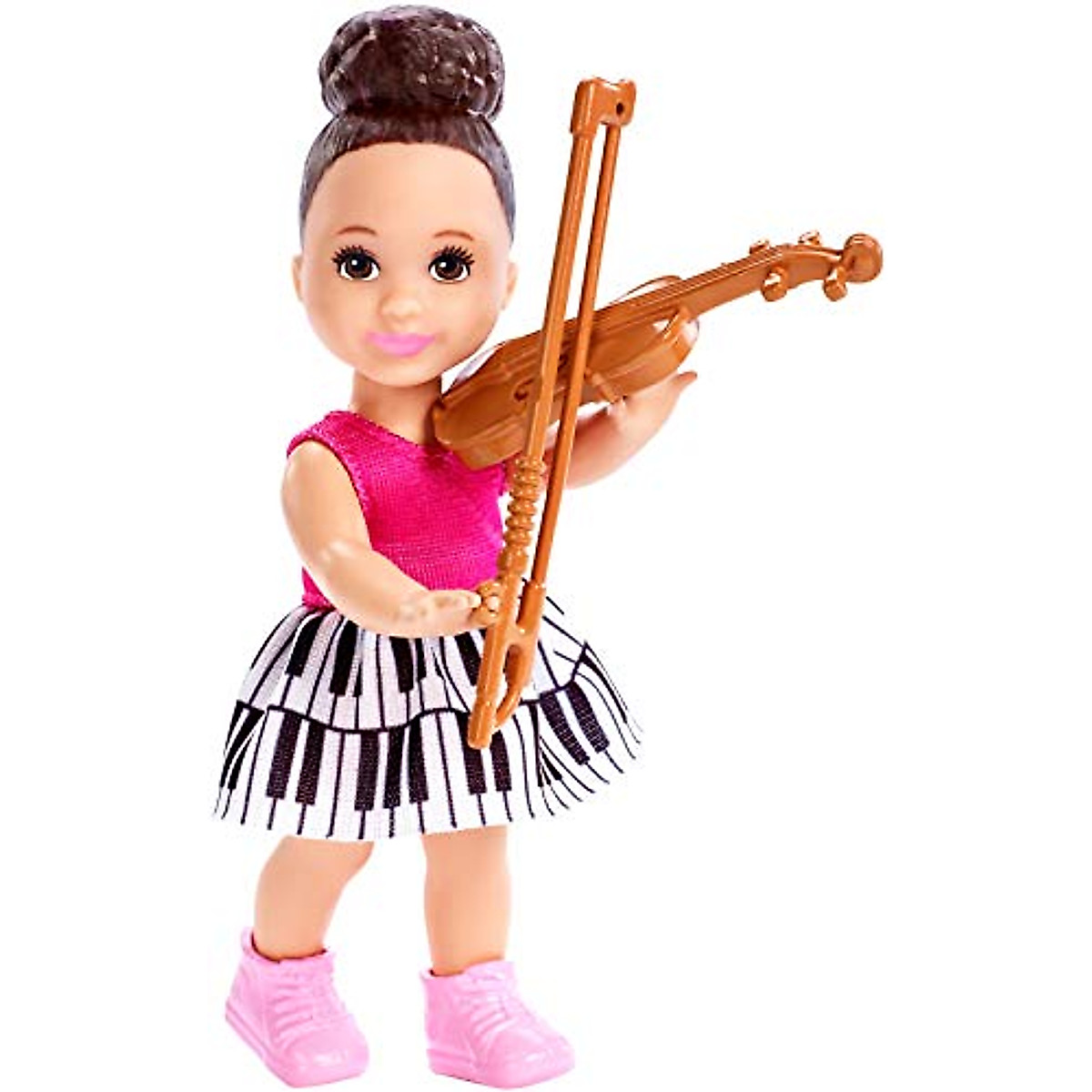 Barbie Music Teacher Doll, Blonde, and Playset with Flipping Chalkboard, Brunette Student Small Doll and 4 Musical Instruments, Career-Themed Toy for 3 to 7 Year Old Kids​​​