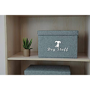 Geyecete Linen Storage Basket Bin Chest Organizer - Perfect for Organizing Dog Apparel & Accessories Storage, Dog Shirts, Dog Coats, Dog Toys, Dog Clothing, Dog Dresses, Gift Baskets - Gray
