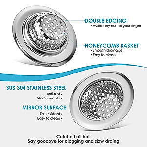 Fengbao 2PCS Mini Bathroom Drain Strainer - Stainless Steel, Small Wide Rim 2.17" Diameter