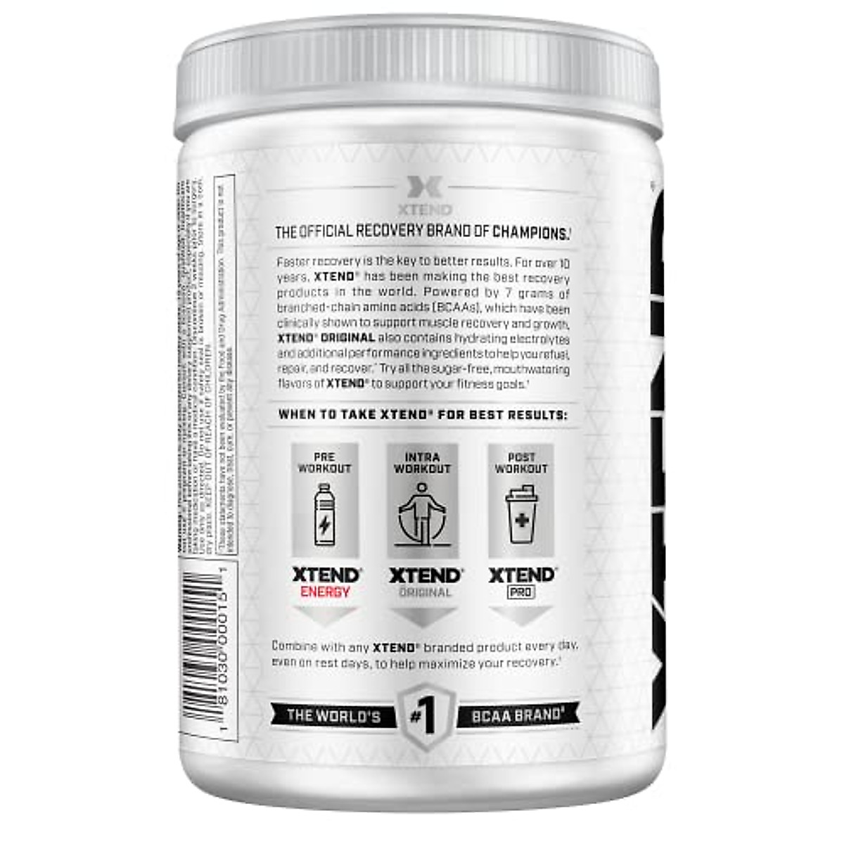 XTEND Original BCAA Powder Blue Raspberry Ice - Sugar Free Post Workout Muscle Recovery Drink with Amino Acids - 7g BCAAs for Men & Women - 30 Servings