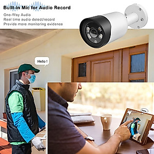 Outdoor 8MP Full Color IP Security Camera with 2.8mm Lens, Full-Time Color Night Vision Bullet Camera with Motion Detection, Built-in Mic, WDR, IP67 Waterproof
