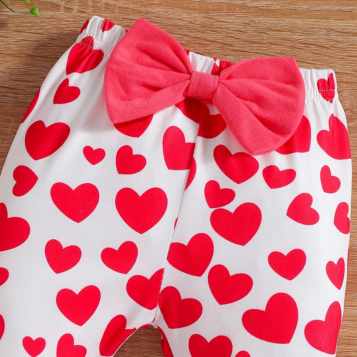 FOCICI Newborn Baby Girl Clothes Infant Valentines Day Outfit Elephant Romper Top Heart Pants Headband 3pc Set 0-3 Months