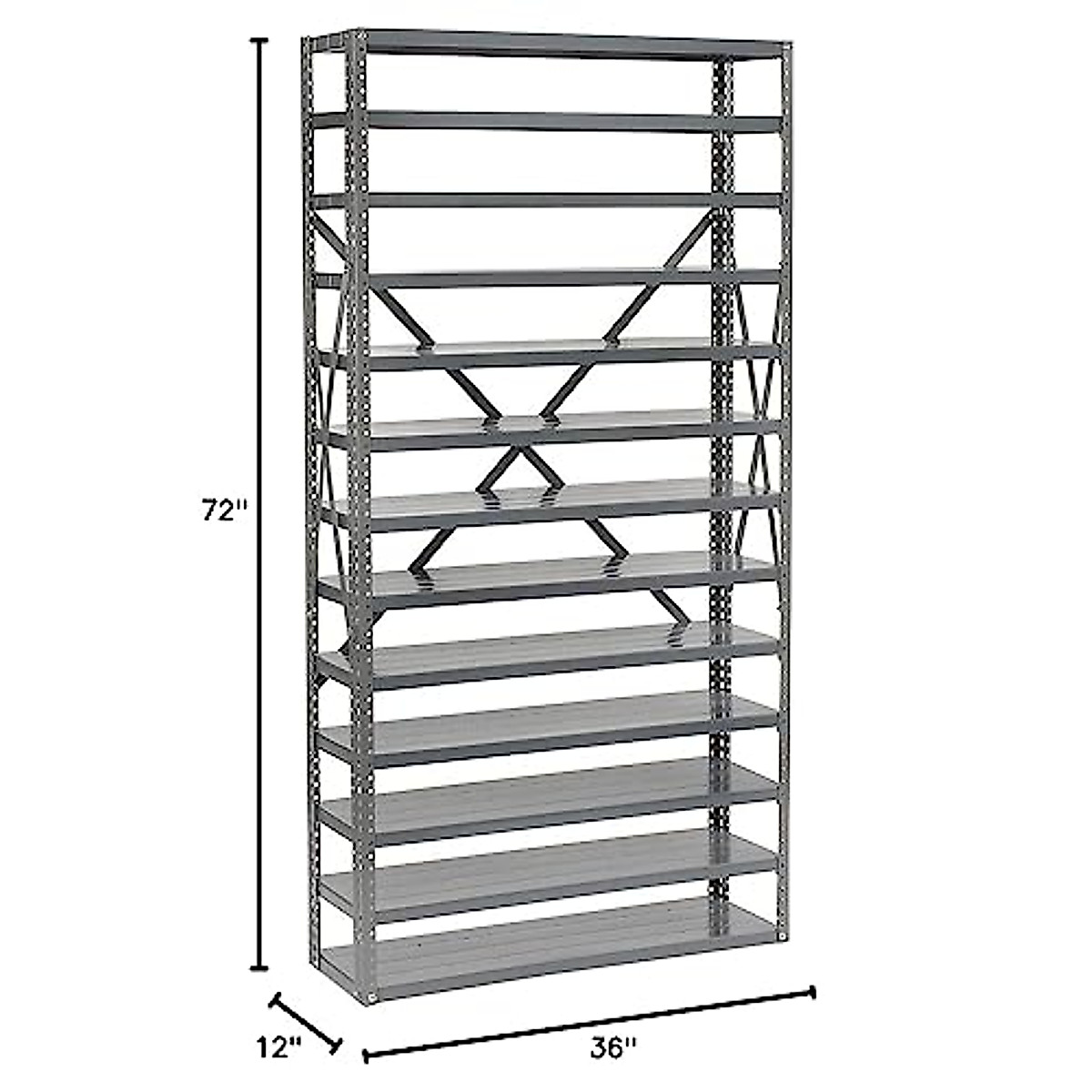 Global Industrial 13 Shelf Steel Shelving with (72) 4" H Plastic Shelf Bins, Red, 36x12x72
