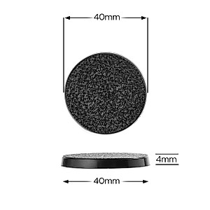 EasyPegs 40mm Textured Plastic Round Bases or 1.57 inch Wargames Table Top Games 100 Count