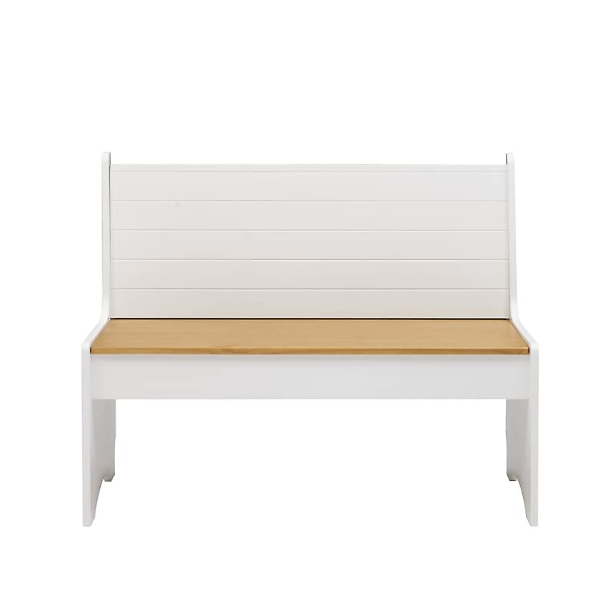 Linon Delk Wood 2 Tone Large Back Rest Bench in Honey and White