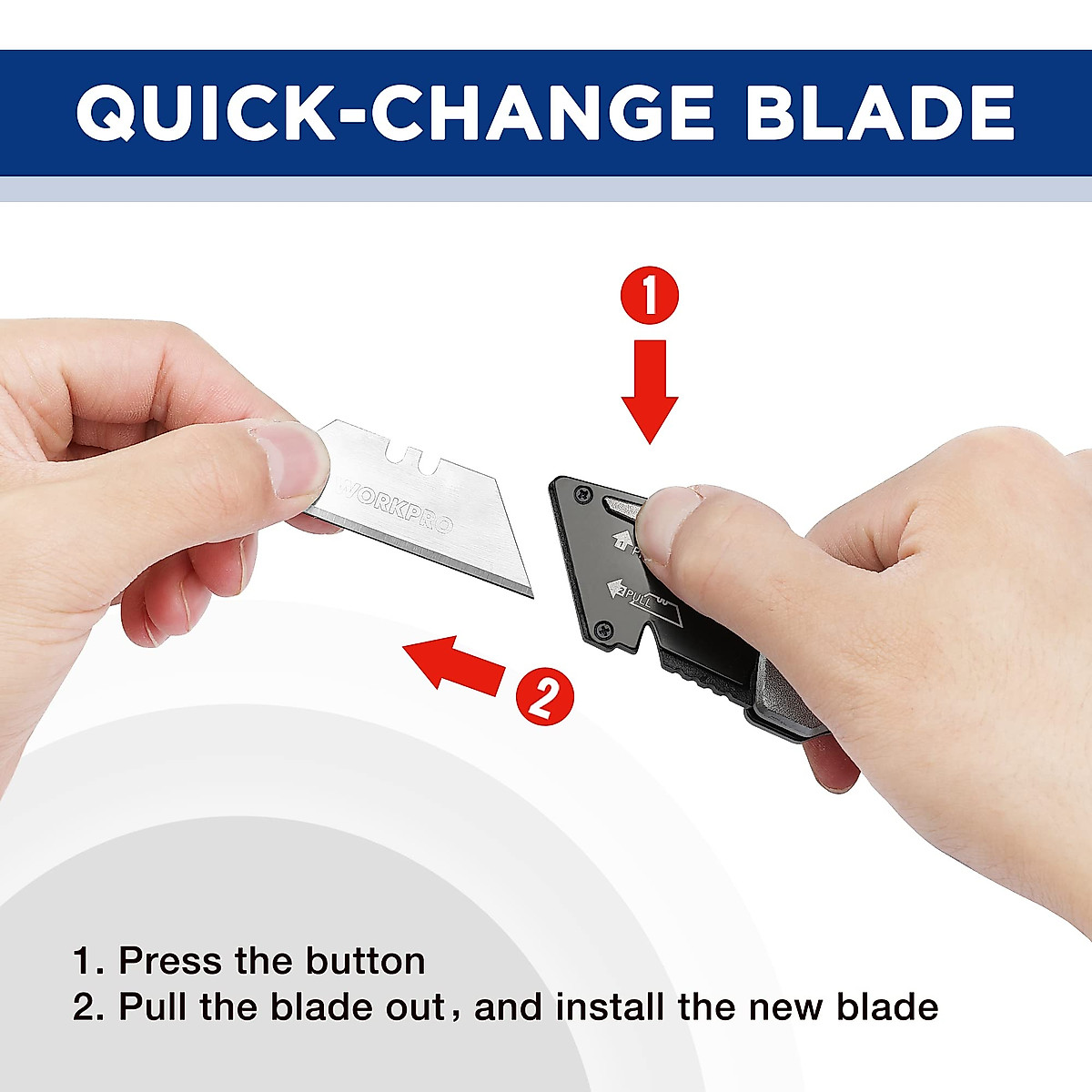 WORKPRO Folding Utility Knife, Heavy Duty Metal, Quick Open Axis Lock Box Cutter, Quick Change Blade Razor Knife, 1PC with 10 Extra SK5 Blades