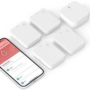 TREATLIFE Smart Water Leak Detector 4 Pack & Zigbee Hub Kits, Wireless Detector with Sensitive Leak and Drip Alert, Water Sensor Alarm for Home Basement, Kitchen, Bathroom