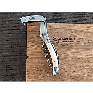Laguiole En Aubrac Sommelier Waiter's Corkscrew, Zebu Bone Handle, Wine Opener With Foil Cutter & Bottle Opener