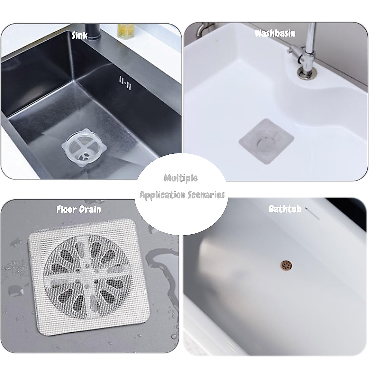 25pcs 4" X 4" Disposable Shower Drain Cover,Bathroom Hair Catcher,Drain Mesh Cover Strainer for Laundry Bathtub Kitchen and Sink